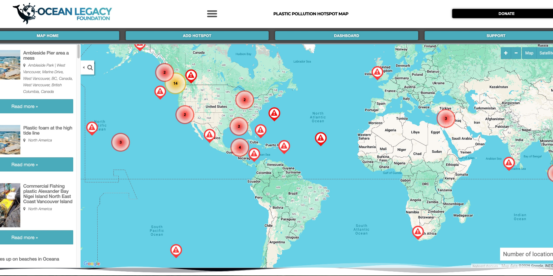 Ocean Legacy Foundation - Plastic Pollution Hotspot Map Archive